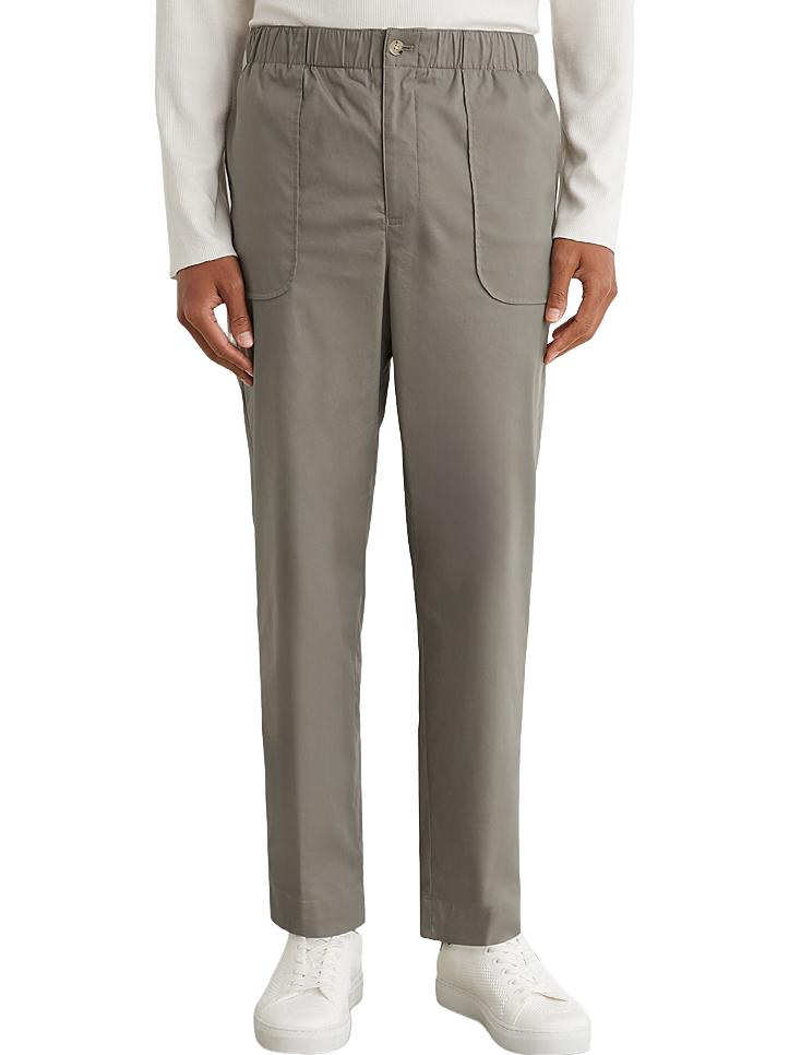 REISS snap cotton blend tapered pants
